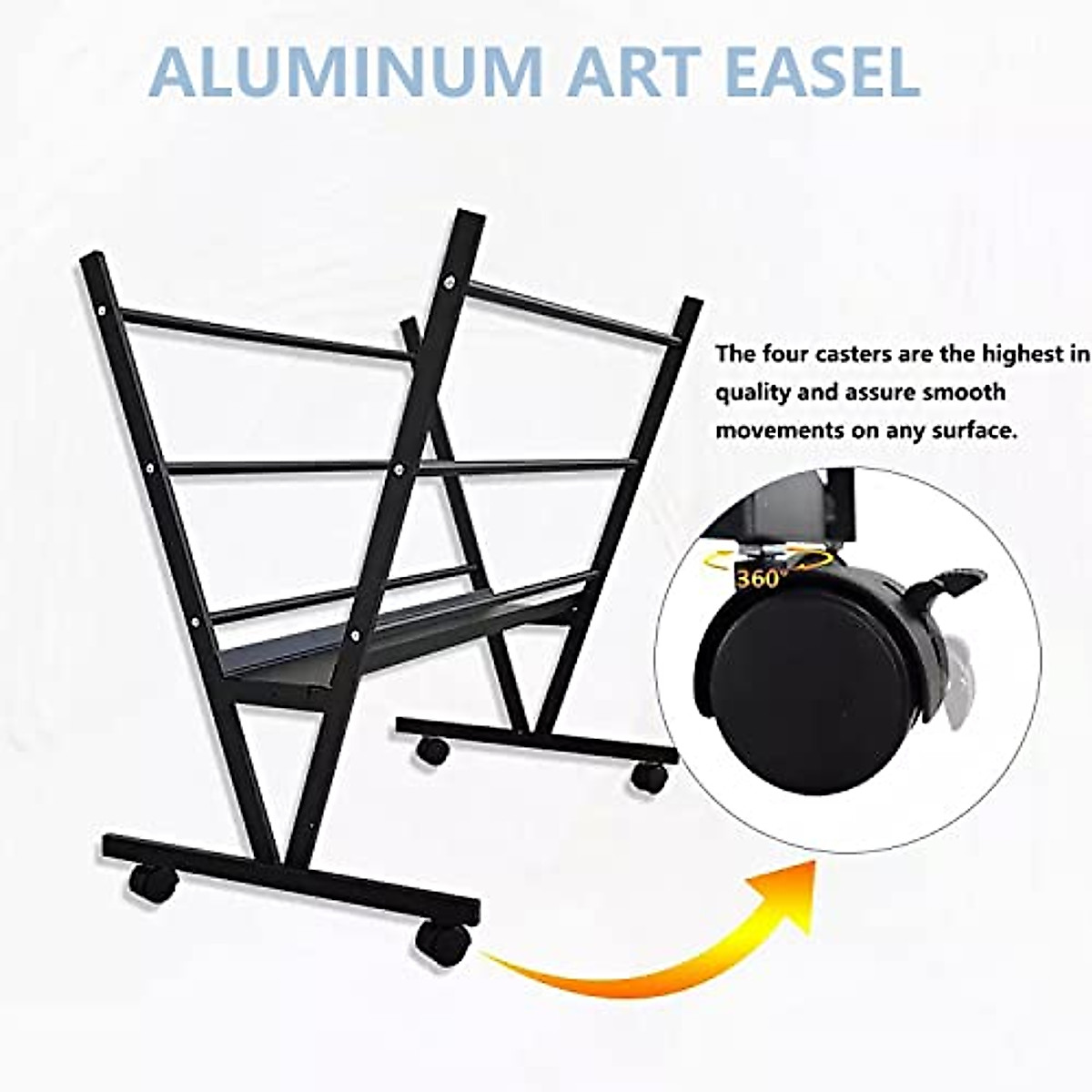 Metal Art Large Print Rack 36.6"x25.6"x35.4" Movable Arts Crafts Drying Print Racks with Castors Artist Storage and Display Rack Stand for Display of Canvas, Prints, Panels, Posters, Art Gallery