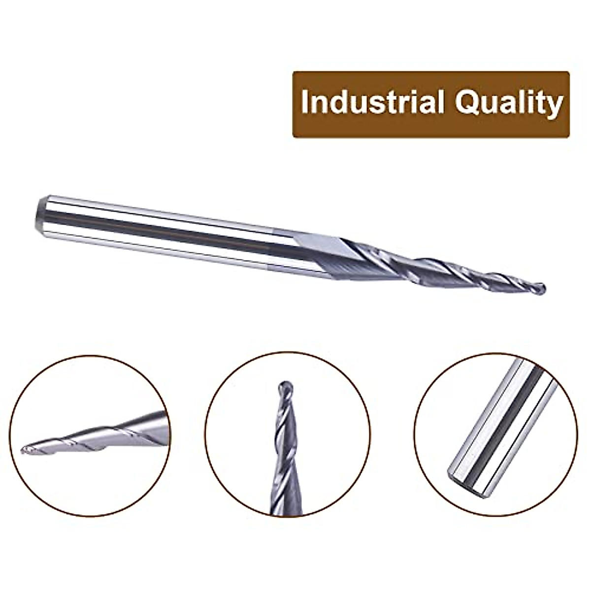 SpeTool 5Pc/Pack Tapered Cone 1/8 End Mills 0.5MM Cutting Radius(1.0mm Diameter) 3D Wood Engrave CNC Router Bits Tools