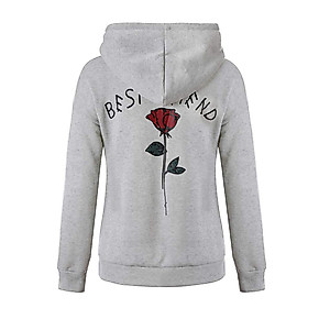 Long Sleeve Casual Hooded Sweatshirt Best Friend Printed Pullover Hoodies Tops Blouse for Women Girls Sisters