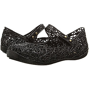 Mini Melissa Girl's Mini Campana Zig ZAG VI Mary Jane, Black Glitter, 7 M US Toddler