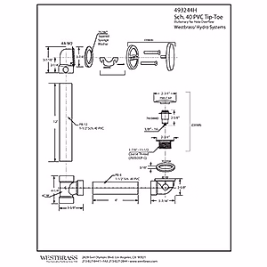 Westbrass 493244H-62 12" & 4" Bath Waste & Overflow Assembly with Tip-Toe Drain Plug and Illusionary Faceplate-SCH. 40 PVC Pipe, 1-Pack, Matte Black