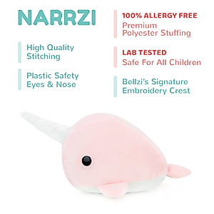 Bellzi Pink Narwhal Stuffed Animal Plushie - Soft Kawaii Plush Toy - Cute Plushies for All Ages - Narwhali
