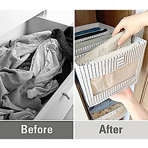 Lallamotion 2PCS Drawer Organizers for Clothing, 7 Grids Wardrobe Clothes Organizer, Clothes Drawer Organizer, Drawer Organizer Clothes, Jeans, Sweater, T-Shirts