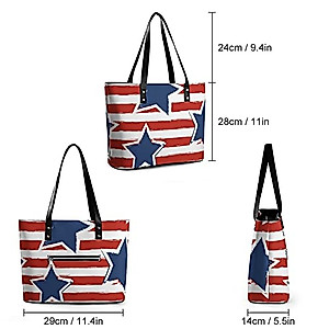 Womens Handbag Usa Flag And Stars Pattern Leather Tote Bag Top Handle Satchel Bags For Lady