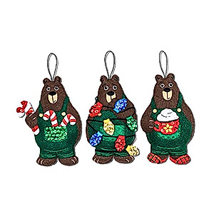 MerryStockings Backwoods Bears Felt Ornament kit from (Set of 3)
