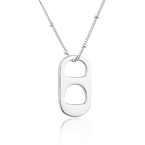 Frodete Soda Tab Necklace for Women Soda Bottle Cap Necklaces for Women Trendy Silver Beaded Chain Necklaces Punk Gifts Christmas Gifts