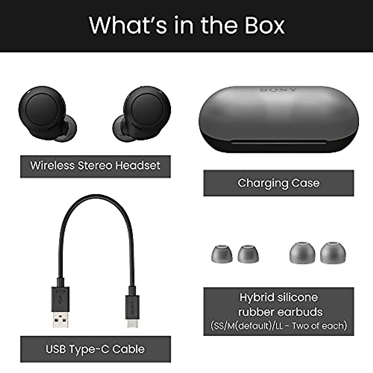 Sony True Wireless Headphones - Up to 20 Hours Battery - Charging case - Voice Assistant Compatible - Built-in mic for Phone Calls - Reliable Bluetooth - WF-C500B/BZ - Limited Edition - Midnight Black