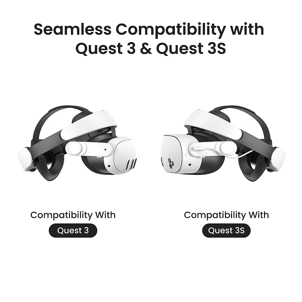 KIWI design H4 Boost Comfort Battery Head Strap Accessories for Meta/Oculus Quest 3/Quest 3s, Dual Fast Charge The VR Headset and Battery Strap in 2.5h, Halo Head Strap Reduce Facial Pressure