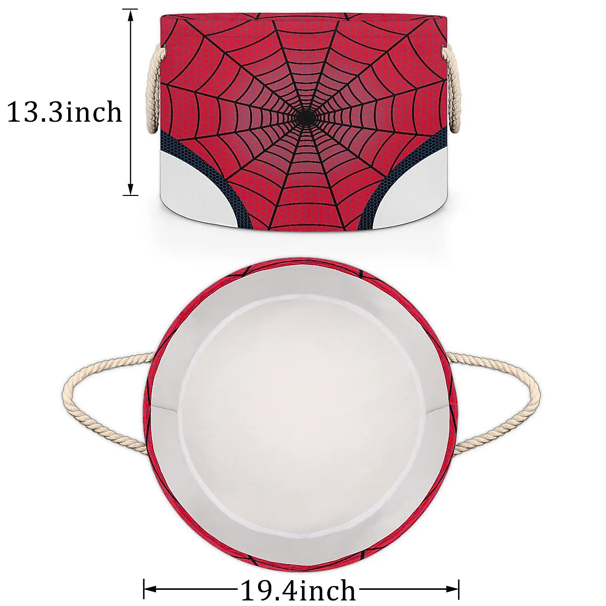 LLCXCSI Storage Baskets, Foldable Round Organizer Bins with Dual Handles Nursery Closet Shelf Storage Cube Box for Clothing, Books, Cosmetic, Toys, (Red Spider Web,19.4"x13.3")