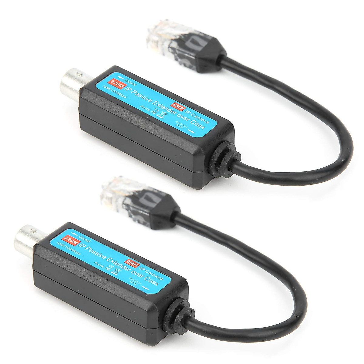 1 Pair Passive Ethernet Extender Over Coax IP Passive Extender Ethernet Over Coax Plug and Play Over for Web Camera