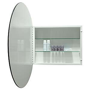 HESONTH Medicine Cabinet Round 28 Inch x 28 Inch Bathroom Cabinet Mirror, Circular Storage Cabinet Round Frameless Mirror Cabinet with Surface Mounted