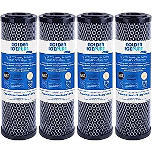 GOLDEN ICEPURE 1 Micron 2.5" x 10" Whole House CTO Carbon Sediment Water Filter Compatible with Dupont WFPFC8002, WFPFC9001, FXWTC, Culligan P5-D, WHCF-WHWC, D-10A, DWC30001, SCWH-5, 4PACK
