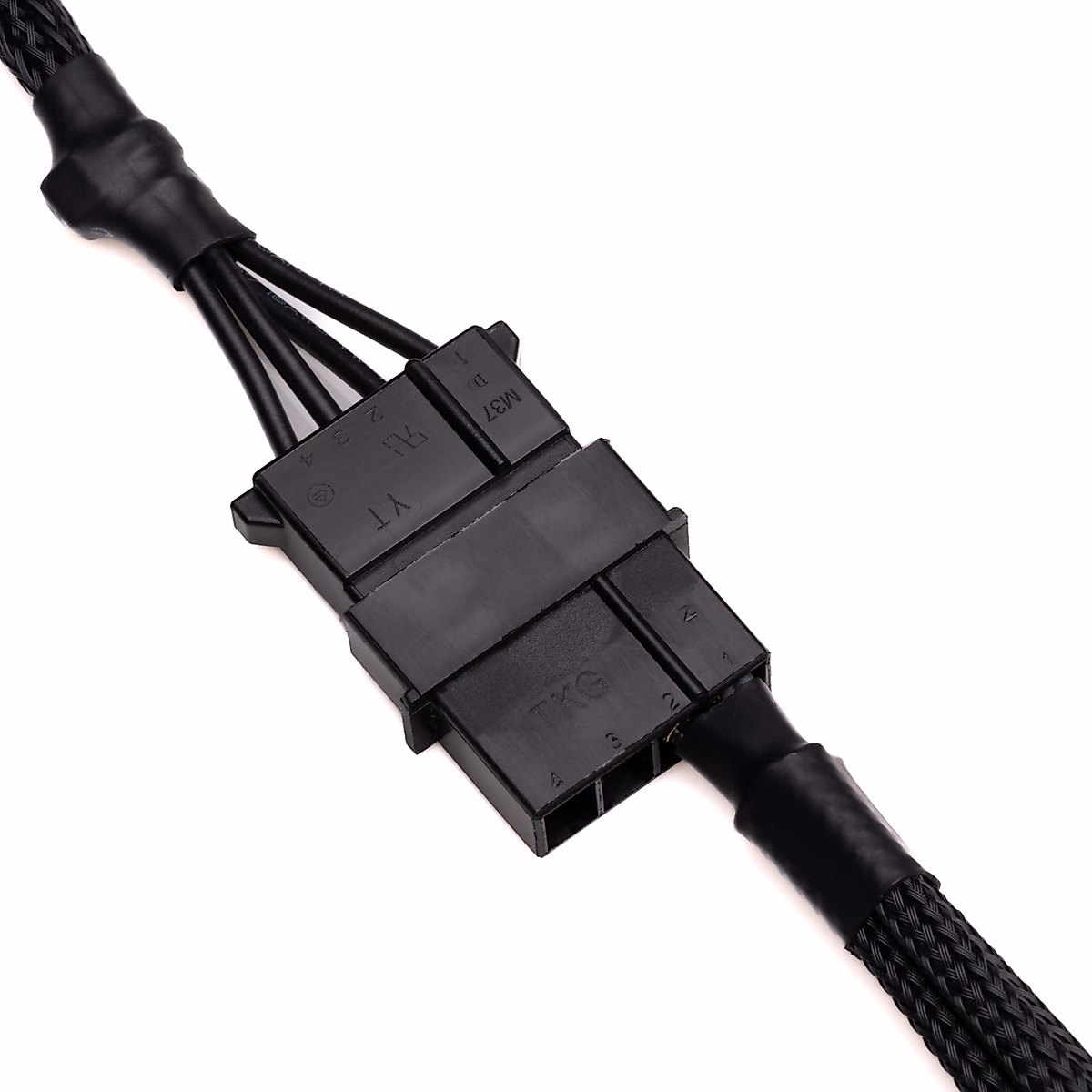CRJ 4-Pin Molex to 4 PC Fan Power Adapter Cable - 12-inch (30cm), Black Sleeved - Power Up to Four 3-Pin & 4-Pin Computer Fans from an ATX 4-Pin Peripheral Molex Power Connector (12V - Full Speed)