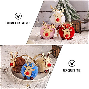 6pcs Christmas Felt Elk Hanging Ornament Antler Reindeer Hanging Pendants Stuffed Reindeer Plush Toy Christmas Tree Decor for Xmas Party Supplies