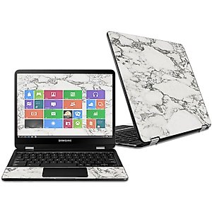 Mightyskins Skin Compatible with Samsung Chromebook Pro 12.3" - White Marble | Protective, Durable, and Unique Vinyl Decal Wrap Cover | Easy to Apply, Remove, and Change Styles | Made in The USA