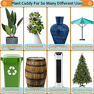 Black Plant Stand with Wheels, Adjustable 15-20inch Large Round Rolling Plant Caddy with Casters Heavy Duty 440lbs Indoor Outdoor Planter Trolley Plant Dolly Rolling Tray Coaster…