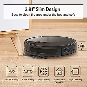 Robot Vacuum, Robot Vacuum Cleaner with Quiet Multiple Cleaning Modes Self-Charging 2000Pa Suction Robotic Vacuum Cleaner for Pet Hair Hard Floor Medium-Pile Carpets