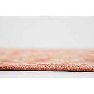 Unique Loom Outdoor Botanical Collection Area Rug - Allover (7' 1" x 10' Rectangle, Terracotta/ Beige)