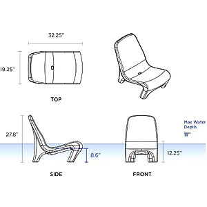 REZVANI FURNITURE STUDIO Tenjam Freelo in Pool Lounge Chair for Sun Shelf, Pool Chairs and Lounger for in Pool Tanning Ledge That Support up to 11" of Water Depth (Custom Color)