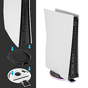 Linkidea RGB LED Console Stand Compatible with PS5, Playstation 5 Consoles Adjustable Console Game Accessories Base Vertical Stand with 4 Light Modes (Transparent)