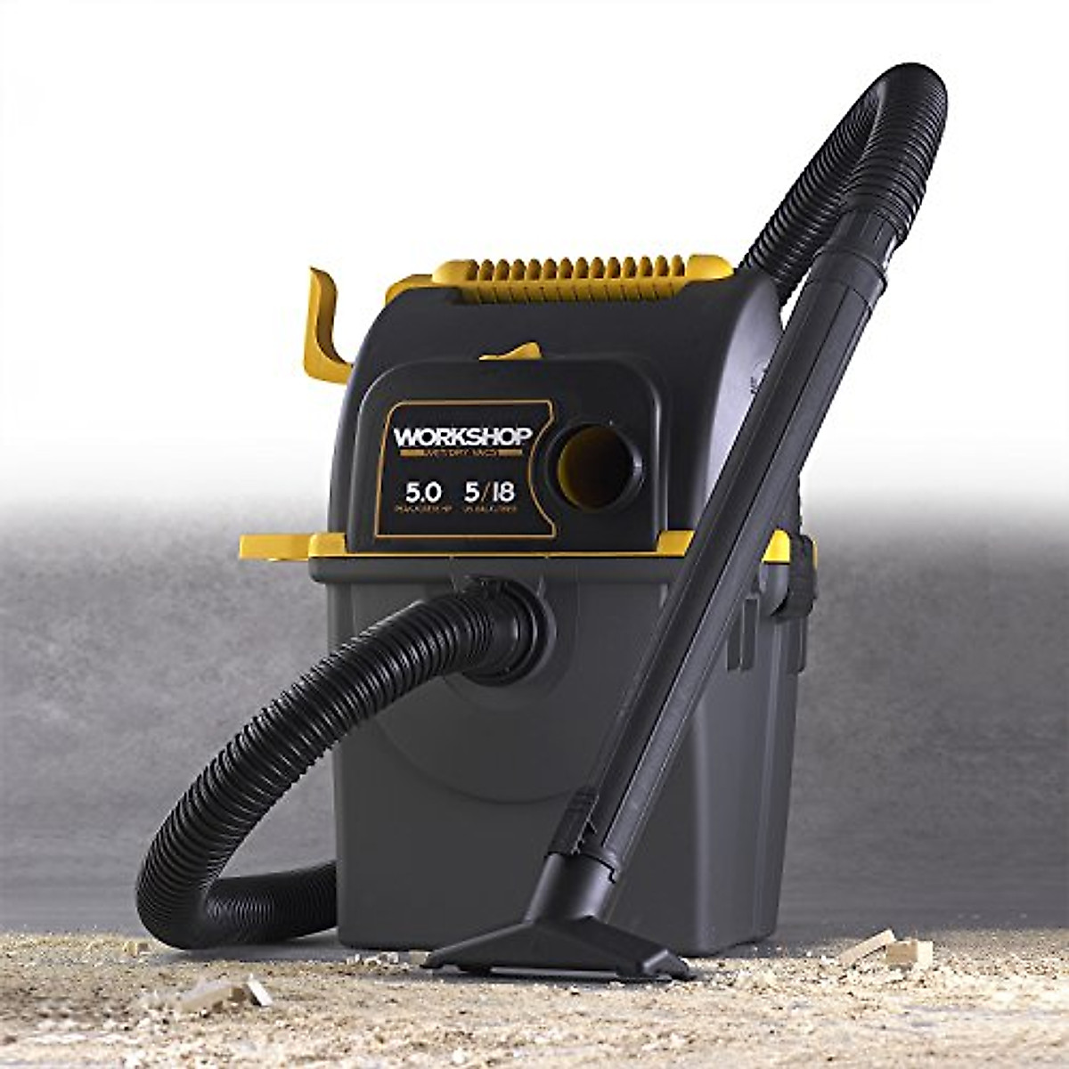 WORKSHOP Wet/Dry Vacs Vacuum WS0501WM Wall Mount Portable Wet/Dry Vacuum Cleaner For Car, 5-Gallon Wet/Dry Auto Vacuum Cleaner, 5.0 Peak HP Portable Auto Vacuum With Accessories For Car Cleaning,Black