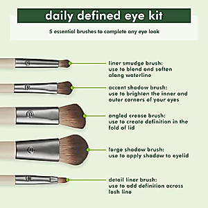 EcoTools Daily Defined Eye Brush Kit, Makeup Brushes For Liquid, Powder, & Cream Eyeshadow & Eyeliner Application, Eco-Friendly Eye Brushes, Synthetic Hair, Cruelty Free, 5 Piece Set