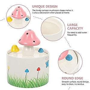 NUOBESTY Automatic Pet Waterer Ceramic Mushroom Shaped Cat Watering Fountain Small Animal Drinking Dishes Dog Food Bowl Hamster Feeding Dispenser Pet Accessories