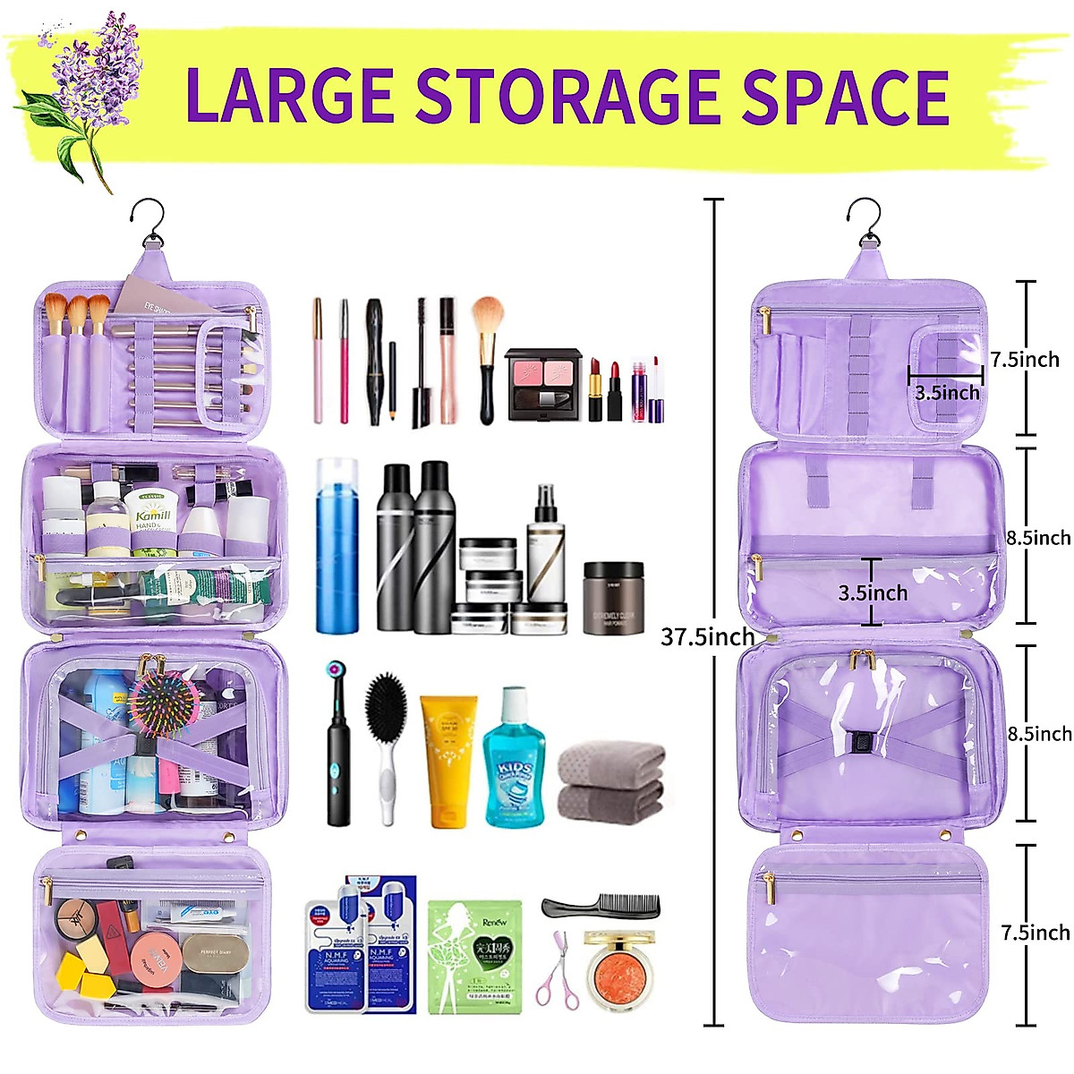 MATEIN Travel Makeup Bag, Hanging Toiletry Bag for Women