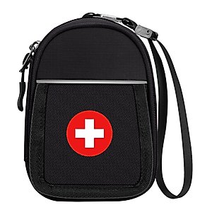 SITHON Insulated Medicine Carrying Case Bag - Small Travel Medication Organizer Emergency Medical Pouch Holds Auvi Q, Nasal Spray, Allergy Meds, Asthma Inhaler Case, Black