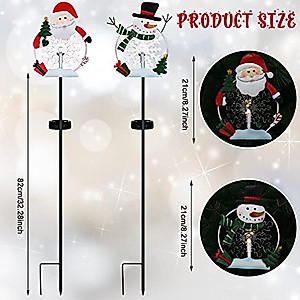 Spiareal 4 Pack Christmas Metal Lights Outdoor Solar Stake Light Snowman Christmas Garden Stake Light with Warm Lights Solar Christmas Yard Decor for Garden Lawn Pathway Holiday Winter (Lovely Style)