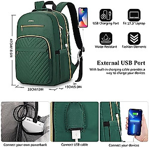 YAMTION 17.3 Inch Backpack Women,Laptop Backpack for Women USB Bookbag for Business Work Office College,Dark Green
