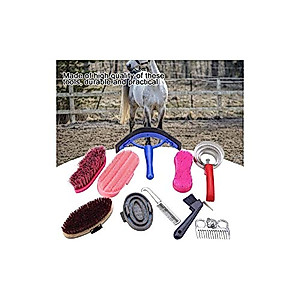 Equine Horse Grooming Kit, Horse Brush Set,10 Piece Equine Care Series Set Horse Cleaning Tool Brush Comb Grips Set questrain Brush Curry Comb Horse Cleaning Tool Set