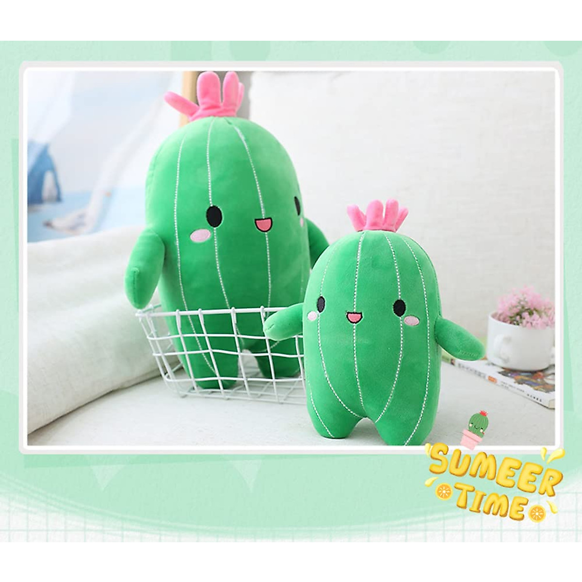 NatureMan Cactus Stuffed Plant Plush Toy with Smile Face Super Cute Soft Cactus Plush Pillow Creative Plush Plant Cactus Decoration Great Birthday Gift for Kids Girls Boys (Small)