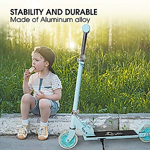 Scooters for Kids Ages 4-10，Folding Kick Scooter with 2 LED Light Up Wheels for Girls Boys Child Toddler，3 Adjustable Handle Height