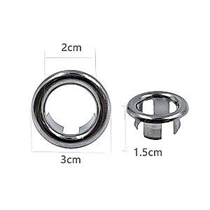 4 Pack Bathroom Basin Sink Round Hole Trim Chrome Overflow Cover Rings Hole Insert in Cap Hollow Ring Triangle for Hole Diameter Replacement Ceramic Pots for Home,Sink,Bathroom,Kitchen