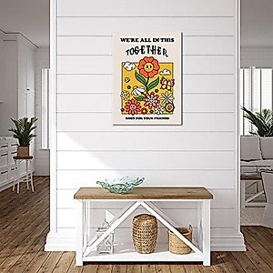 Aesthetic Posters Retro Decor,Retro Flower Poster, Retro 60s 70s Poster, Positive Quote Wall Art, Cute Room Decor, Cool Wall Decor.12x16 inches Unframed