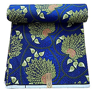ADWAXDA African Fabric by The Yard 6 Yards,Polyester African Material,African Print Fabric Wax Kente Cloth Fabric,African American Dutch Pattern Fabric for Women Men (FP124)