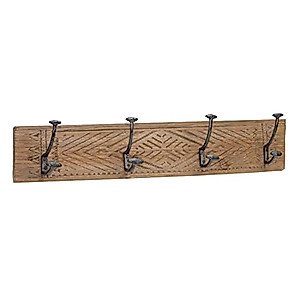 Melrose Modern Home Decorative Wall Hooks 27" L x 5" H Wood/Iron
