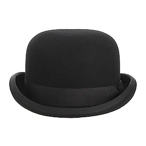 EOZY Mens 100% Wool Black Bowler Derby Hat Satin Lined Fedora Party Costume Hat