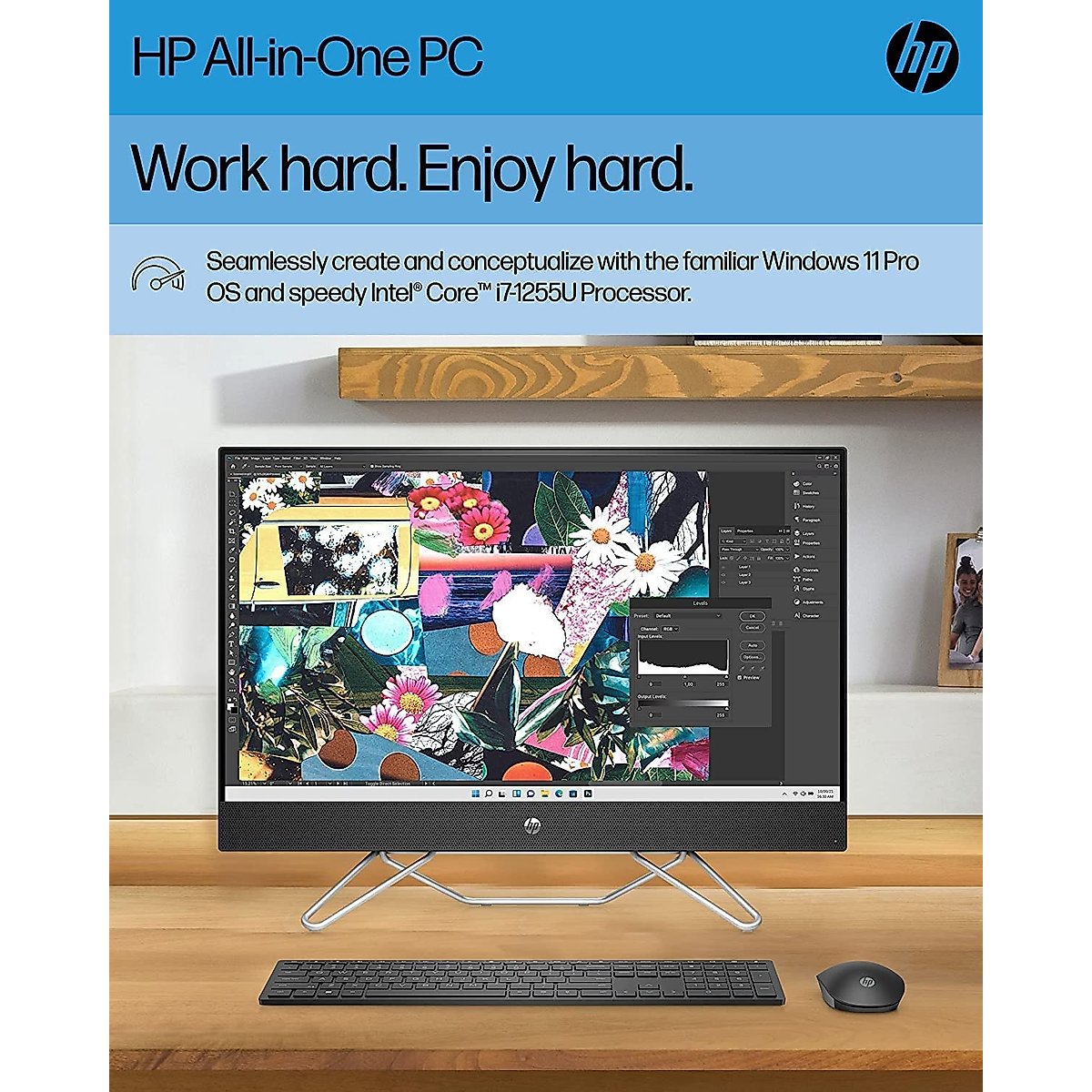 HP 2023 27 Business All-in-One Desktop Computer, 27" FHD Micro-Edge, 12th Gen Intel 10-Core i7-1255U up to 4.7GHz, 32GB DDR4 RAM, 1TB PCIe SSD + 1TB HDD, WiFi 6, BT 5.1, IR Webcam, Windows 11 Pro