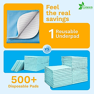 GREEN LIFESTYLE Washable Underpads - Large Bed Pads for use as Incontinence Bed Pads, Reusable Pet Pads, Great for Dogs, Cats, Bunny, Seniors Bed Pad (Pack of 2 - 48x48)