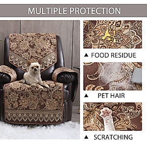 LUFEIJIASHI Recliner Chair Covers Non Slip Waterproof Large Recliner Covers for Leather Recliner,Electric Reclining Chair Covers for Living Room Dog Sofa Recliner Cover Furniture Protective Brown