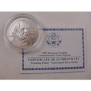 2006 Benjamin Franklin Commemorative Founding Father Uncirculated Silver Dollar $1 Uncirculated US Mint