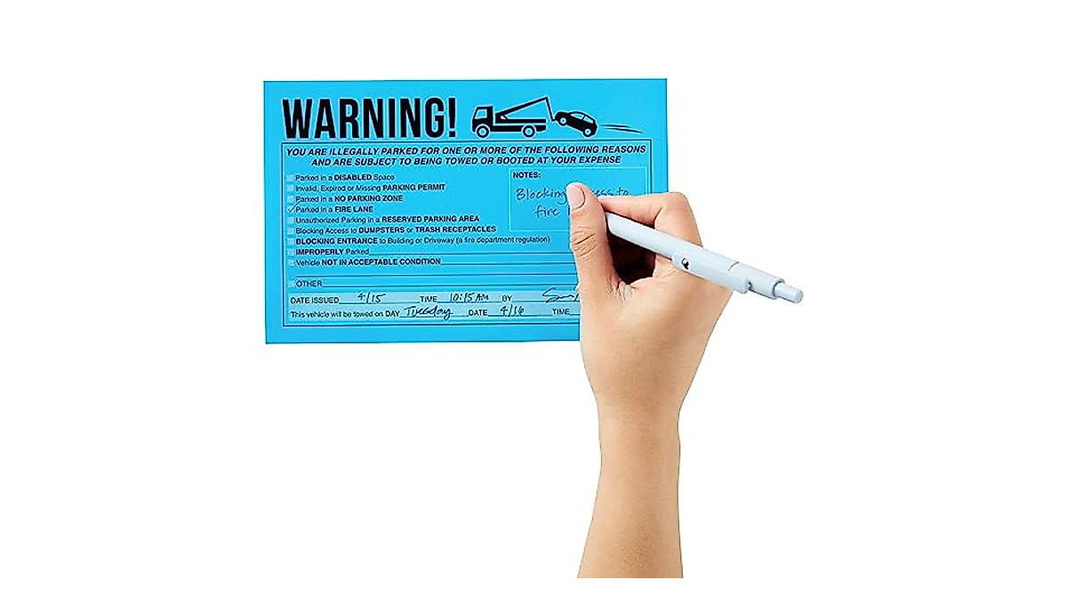 50-Pack Blue Parking Violation Stickers for Unauthorized Vehicles