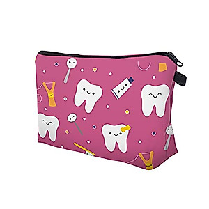 MRSP Cosmetic Bag Makeup bags for women,Small makeup pouch Travel bags for toiletries waterproof (Teeth)