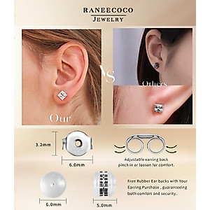 "STUNNING FLAME “18K Gold Plated Sterling Silver Princess Cut Cubic Zirconia Stud Earrings for men women(w-6)