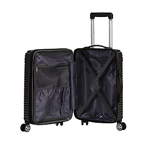 Rockland Star Trail Hardside Spinner Wheel Luggage, Black, Carry-On 20-Inch