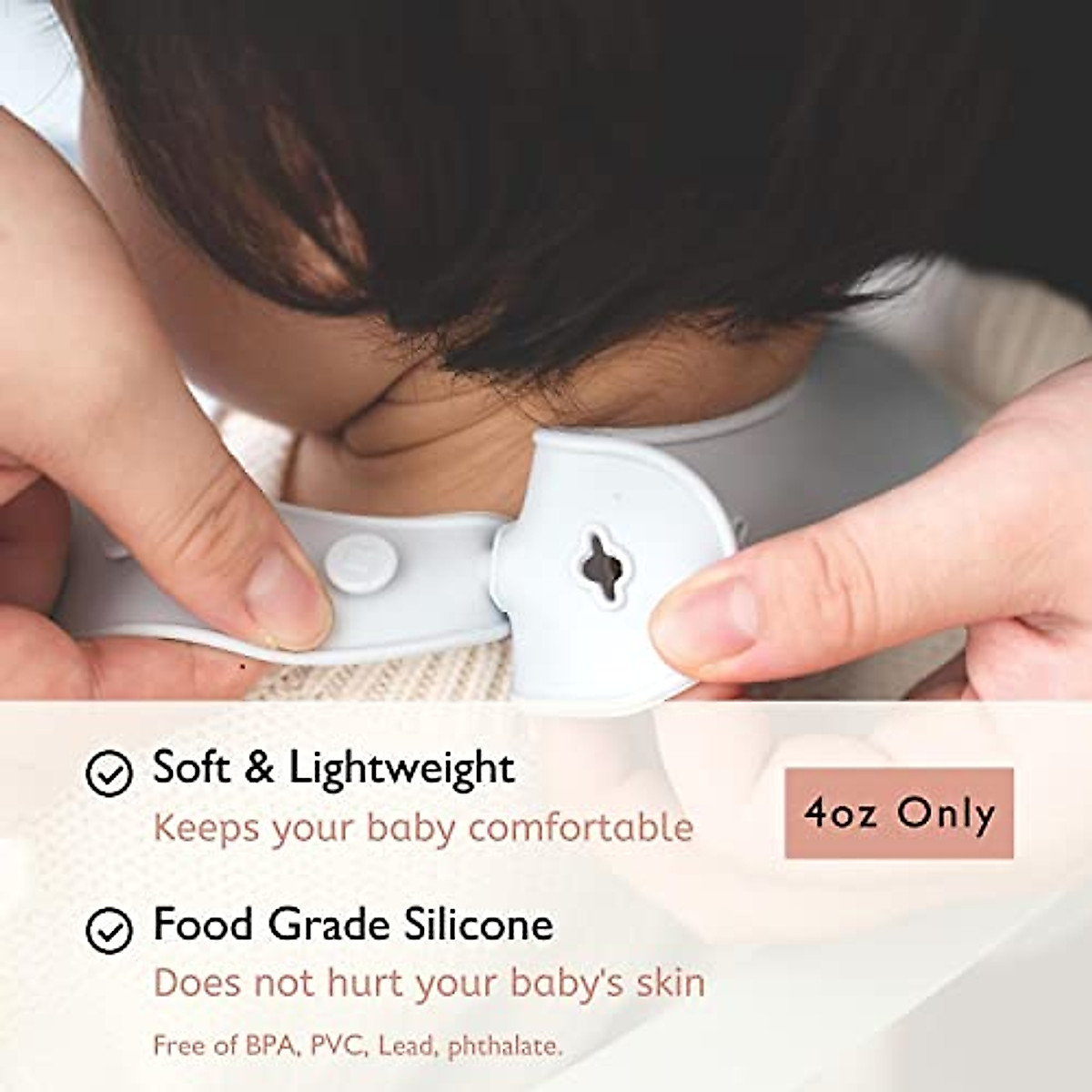 RAIN.B. Baby Silicone Bib Set of 2 - Adjustable Waterproof Baby Food Bibs with Food Catcher｜Cherry Blush + Glacier Blue