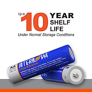 INTERNOVA® AA Batteries 24 Pack+, LR6 1.5V Cell High Performance Alkaline Batteries, Easy to Open Double A 24 Count Pack