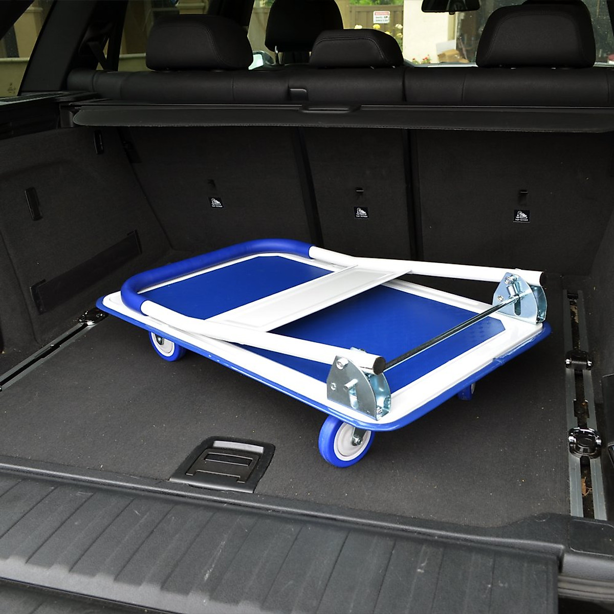 Push Cart Dolly by Wellmax, Moving Platform Hand Truck, Foldable for Easy Storage and 360 Degree Swivel Wheels with 330lb Weight Capacity, Blue Color